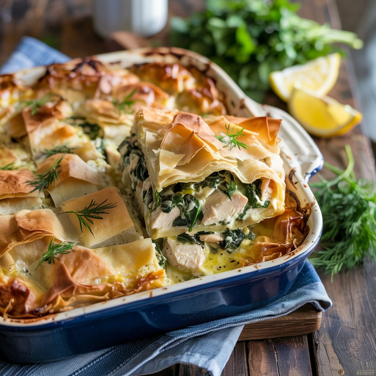 Make this Creamy Chicken Spanakopita Bake in under an hour