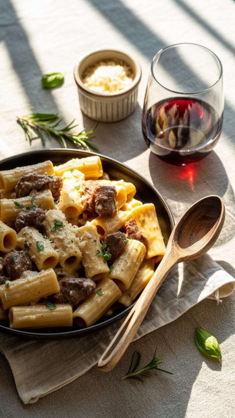 Creamy Parmesan Beef Rigatoni Ready in 30 Minutes