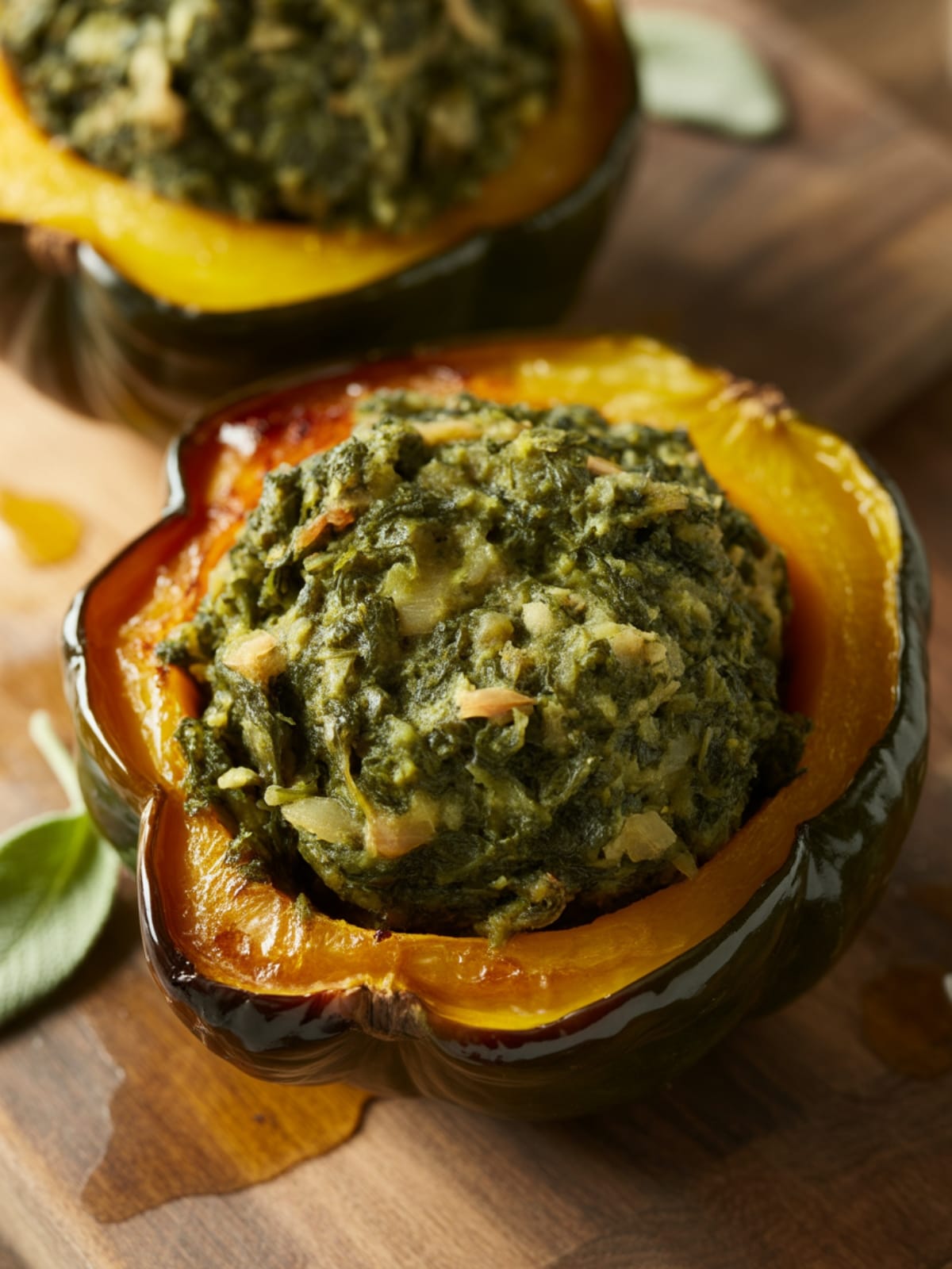Stuffed Acorn Squash with Creamed Spinach Recipe